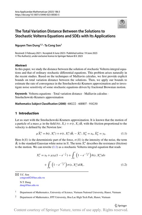the total variation distance between the solutions to stochastic volterra equations and sdes