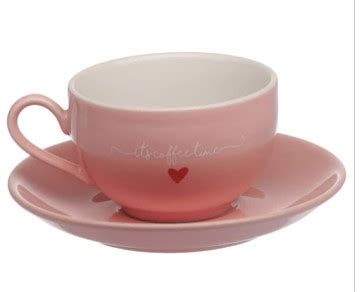 Xicara de Chá Lamour Porcelana Pires Rosa 160ml Conexão Home