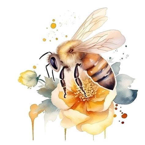 Premium Photo Watercolor Honey Bee Watercolor Honey Background