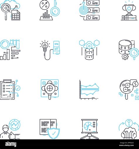 Sales Reports Linear Icons Set Performance Revenue Forecast