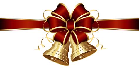 Christmas Jingle Bell Clip Art Christmas Bells And Red Bow PNG