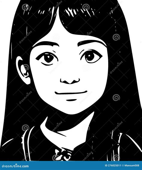 Caricatura En Blanco Y Negro De La Mujer Stock de ilustración