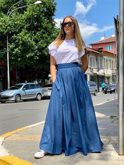 Introducir 58 Imagen Outfit Falda De Mezclilla Larga Abzlocal Mx