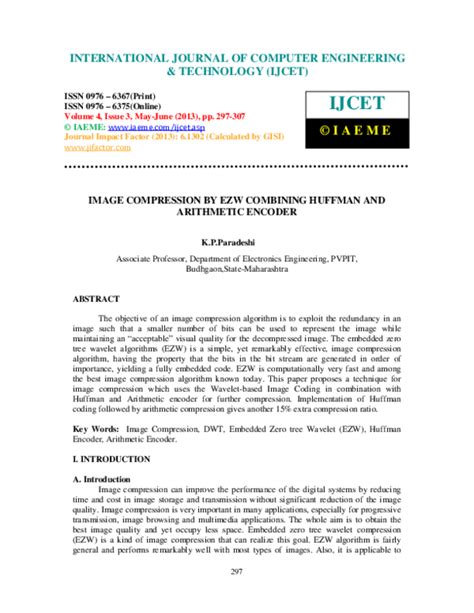 pdf image compression by ezw combining huffman and arithmetic encoder iaeme iaeme