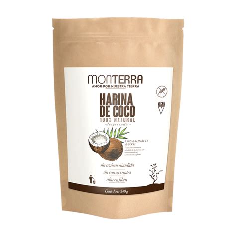 Harina Coco Natural Monterra X 340 Grs Plaza Vegana Tienda Virtual