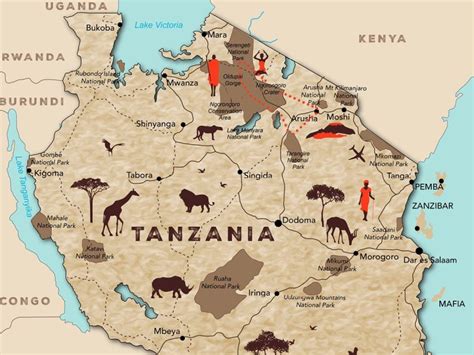Tanzania Geography Map Flamingo Travels