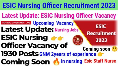 Esic Nursing Officer Vacancy Latest Updated Upcoming Esic Staff Nurse