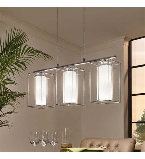 Loncino1 potrójna lampa wisząca ze szklanym kloszem w metalowej ramce
