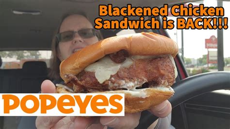 Popeyes New Blackened Bacon Cheese Chicken Sandwich Review Youtube