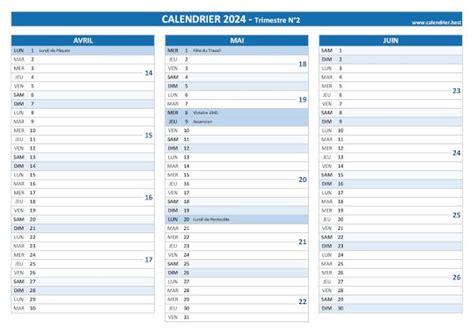 Calendrier 2e Trimestre 2024 Hynda Laverna