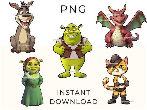 Pngs Personajes De Shrek Bundle Dibujos Animados Archivos Imprimibles