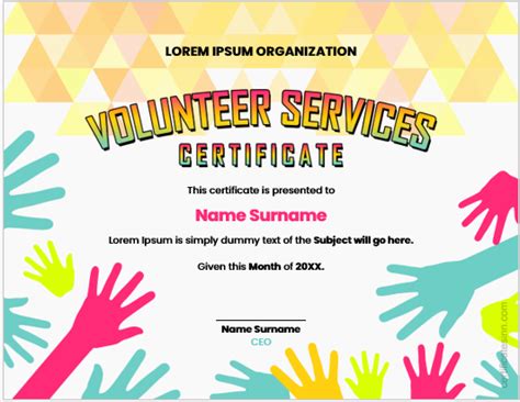 Free Printable Certificates Of Appreciation For Volunteers