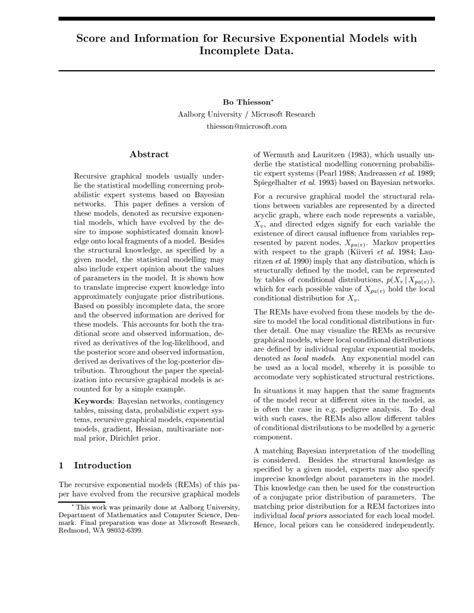 pdf score and information for recursive exponential models with