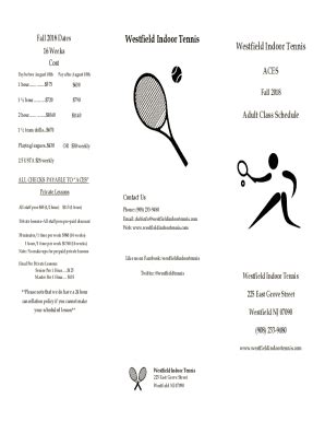 Fillable Online Westfield Indoor Tennis Club Fax Email Print PdfFiller