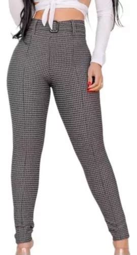Calça Xadrez Skinny Grossa Cintura Alta Cinto MercadoLivre