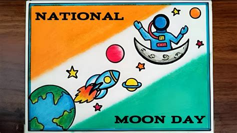 National Moon Day Poster Drawing Chandra Dinam Poster Drawing Moon