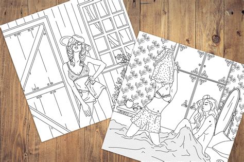 12 Erotic Coloring Pages For Adults Printable Nude Girls Etsy
