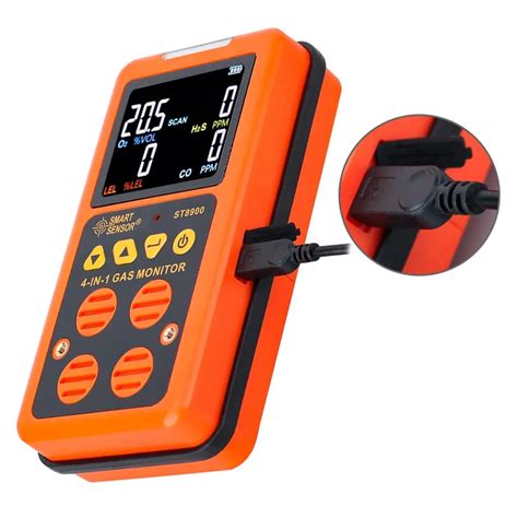 Smart Sensor St8900 Portable 4in1 Multi Gas Monitor O2 H2s Co Lel Gas
