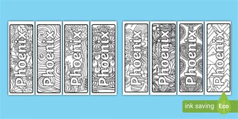 FREE Phoenix Mindfulness Name Colouring Bookmarks