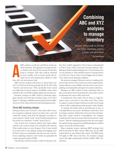 pdf inventory management optimization using abc xyz analysis