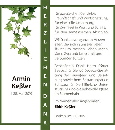 Traueranzeigen von Armin Keßler Trauer HNA de