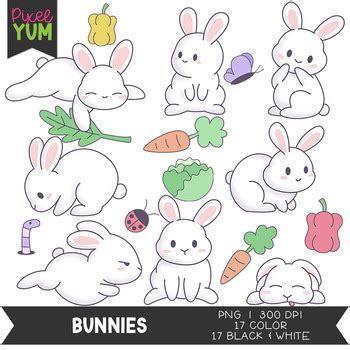 Spring Bunny Clipart Cute Rabbits Clip Art Personal Commercial Use