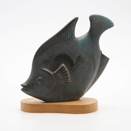 GUNNAR NYLUND Figurin i form av fisk stengods Rörstrand Keramik