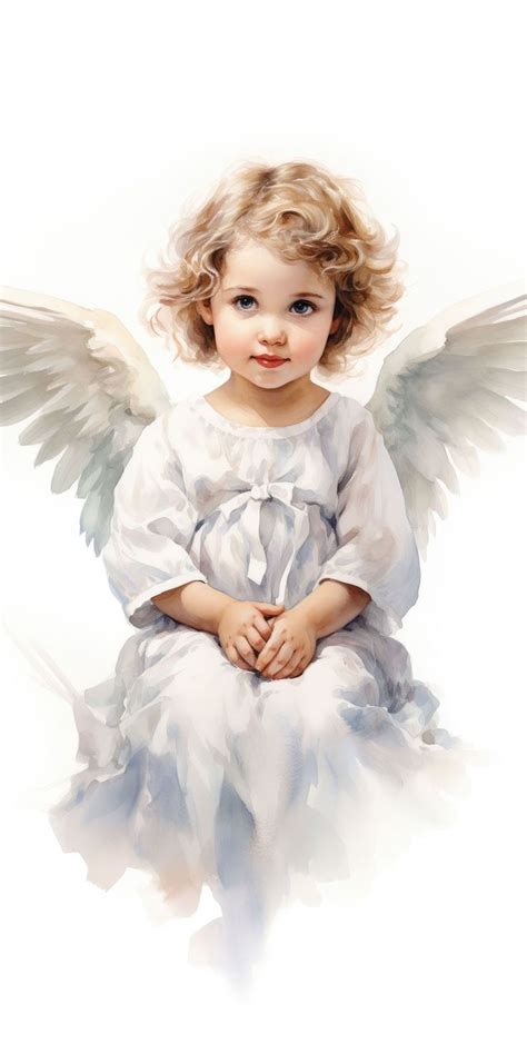 An Angel Sitting On Top Of A White Floor