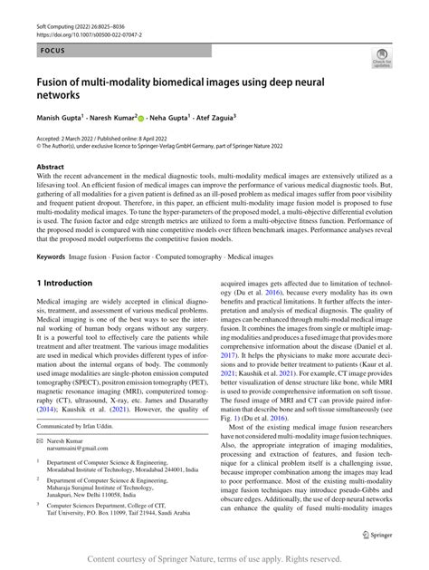 fusion of multi modality biomedical images using deep neural networks request pdf