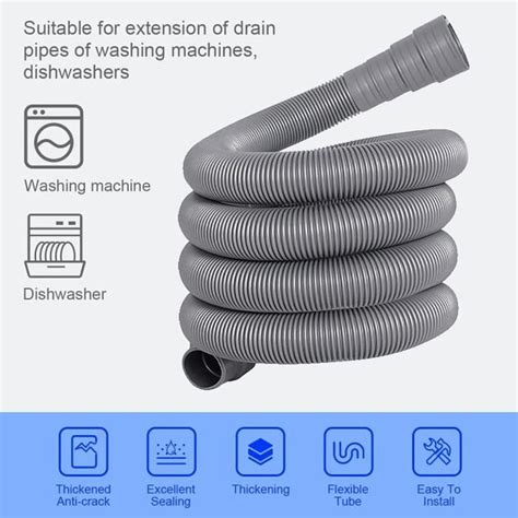 Tuyau lave linge 2m tuyau d évacuation des eaux usées avec raccord de