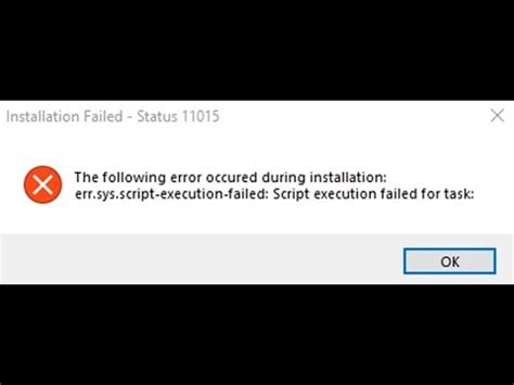 The Following Error Occurred During Installation Err Sys Script
