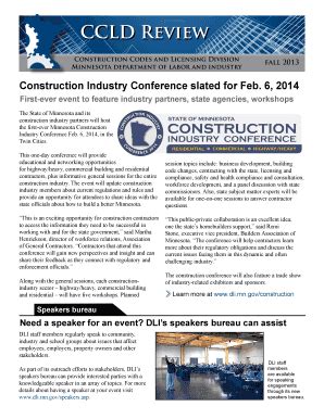 Fillable Online Dli Mn Construction Industry Conference Slated For Feb