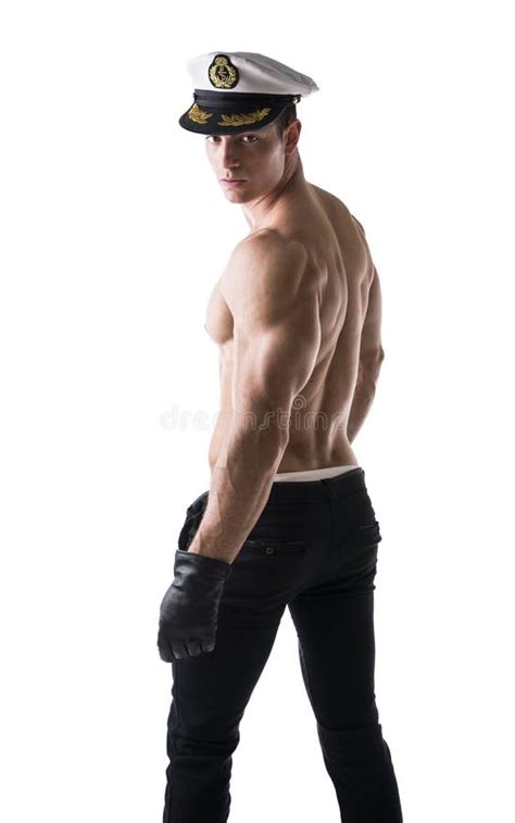 Muscular Shirtless Male Sailor With Nautical Hat Stock Image Image Of