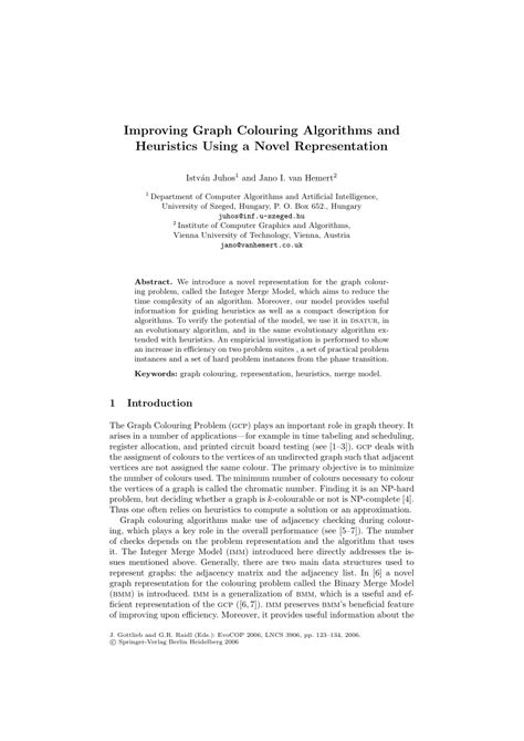 pdf improving graph colouring algorithms and heuristics using a novel representation