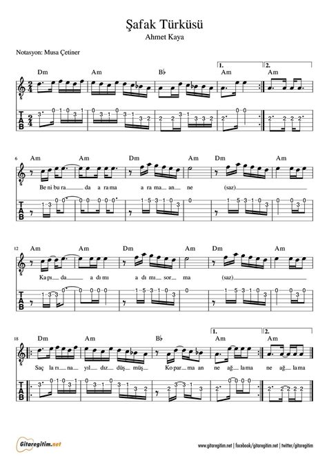 Nereden Bileceksiniz Gitar Nota Tab Artofit