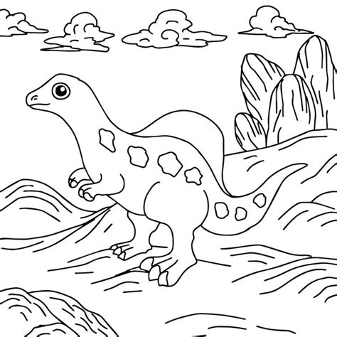 Diseño de página para colorear de dinosaurios para niños Vector Premium
