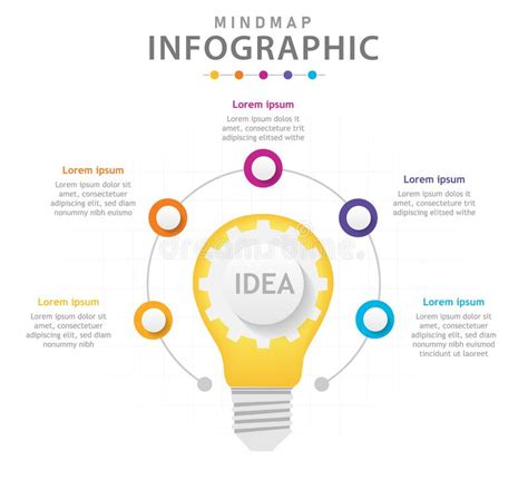 Diagrama De Mindmap Moderno De 6 Pasos Con Bombilla Infografía De