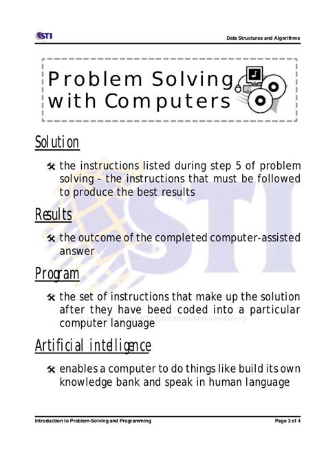 1 introduction to problem solving and programming