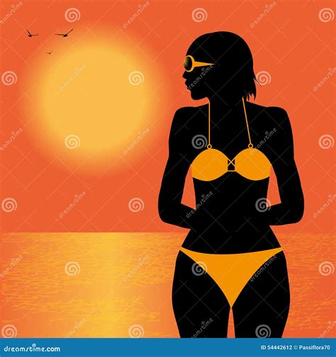 Bikini Girl Stock Vector Illustration Of Beach Silhouette