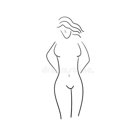 Silueta Desnuda Femenina Dibujada a Mano Ilustración Vectorial