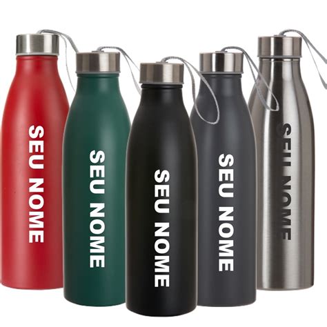 Garrafa Térmica Inox Personalizada nome 400 ML Squeeze De Aço Inox