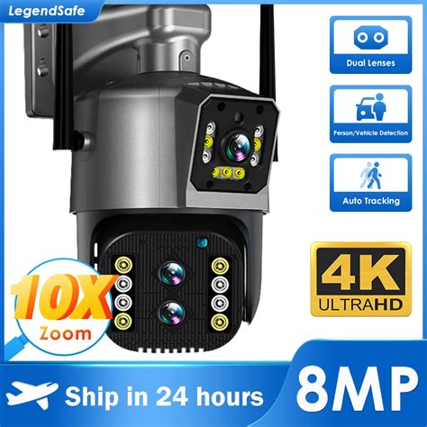 LegendSafe 8MP 4K IP WiFi Câmera ao ar livre PTZ Três Lens Dual Screen