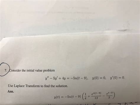 solved consider the initial value problem y 5y 4y 5