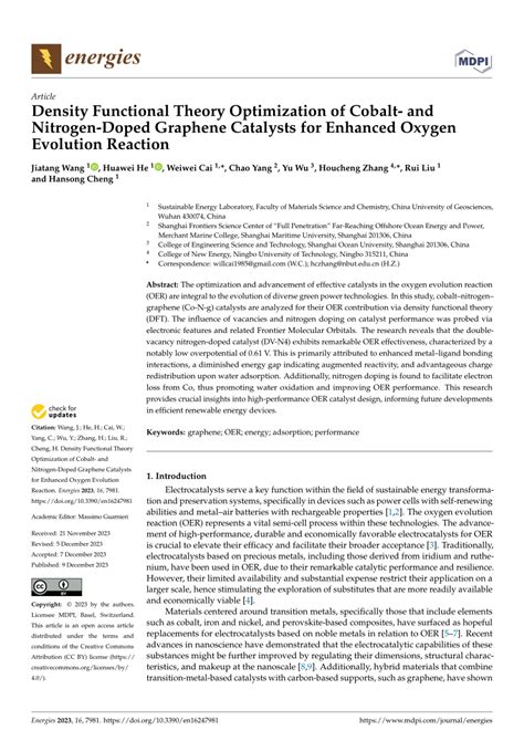 pdf density functional theory optimization of cobalt and nitrogen doped graphene catalysts