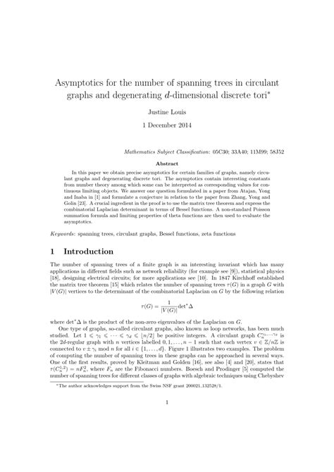 pdf asymptotics for the number of spanning trees in circulant graphs and degenerating d