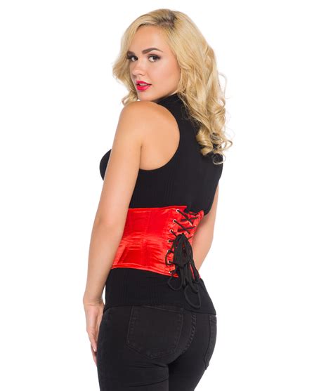 Bella Red Satin Underbust Steel Boned Corset Glamorous Corset