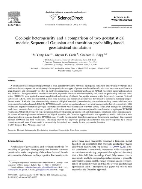 pdf geologic heterogeneity and a comparison of two geostatistical