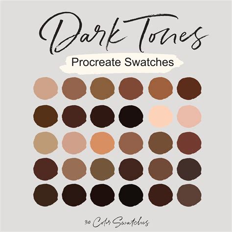 Dark Tones Procreate Swatches Dark Skin Tones Procreate Etsy Canada