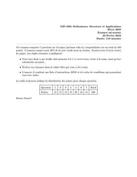 Examen 1 H16 Solution Lof Part 6 1001 Ordinateurs Structure Et
