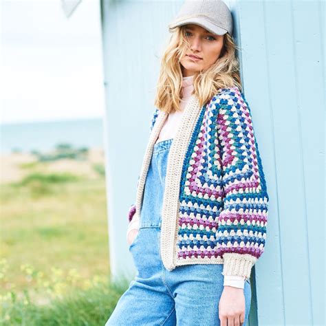 Stylecraft Granny Hexagon Cardigans Crochet Pattern Yarnplaza